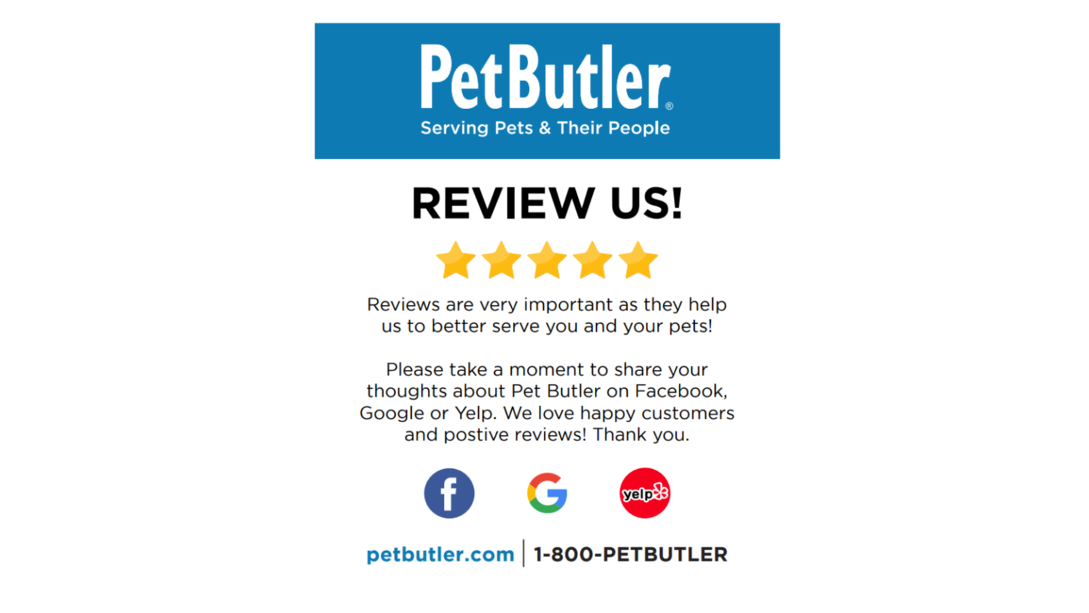 PB Leave a Review Post-It – Pet Butler